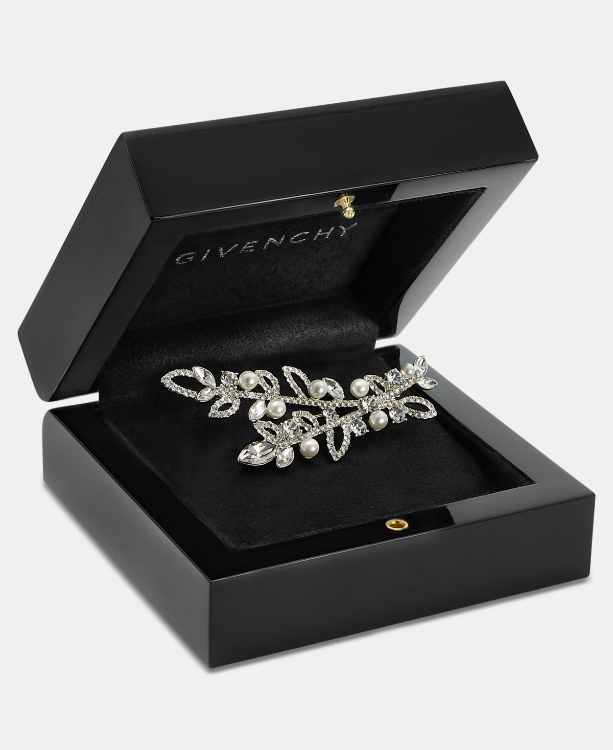 Click here for Givenchy Crystal & Imitation Pearl Vine Pin - Whit... prices