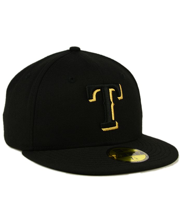 New Era Texas Rangers Black On Metallic Gold 59FIFTY Fitted Cap - Macy's