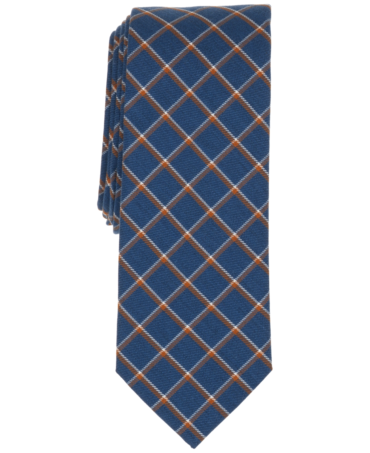 Click here for Penguin Mens Thomas Grid Skinny Tie - Navy prices