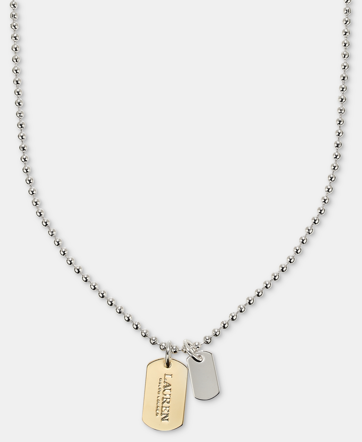 Click here for Lauren Ralph Lauren Two-Tone Logo Charm Pendant Ne... prices