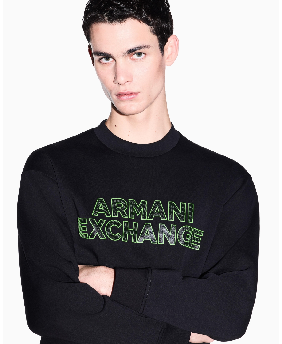 Click here for A|X Armani Exchange Mens Elevated Logo Crewneck Sw... prices