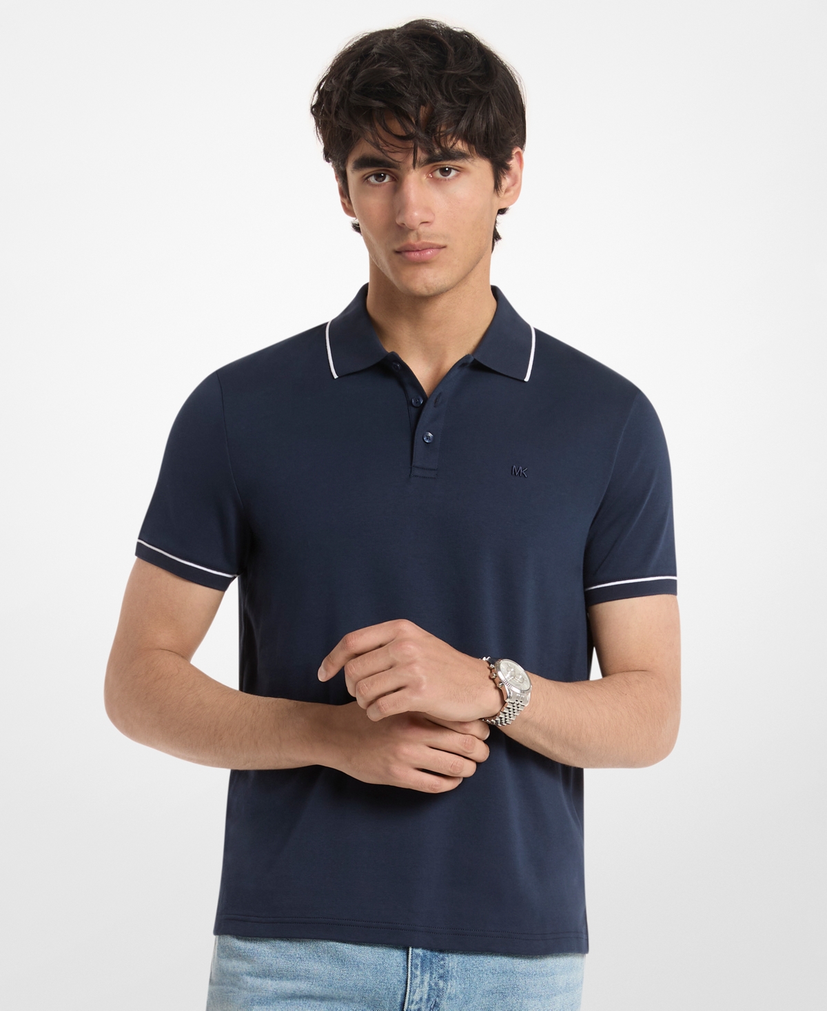 Click here for Michael Kors Mens Button-Front Polo Shirt - Midnig... prices