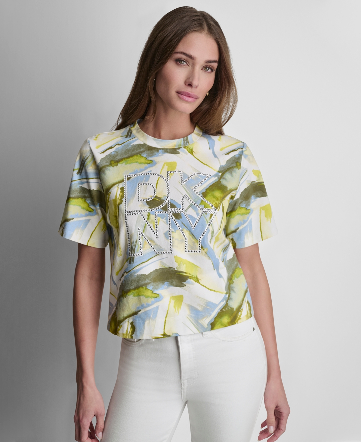 Click here for Dkny Womens Crewneck Short-Sleeve Top - March Wate... prices