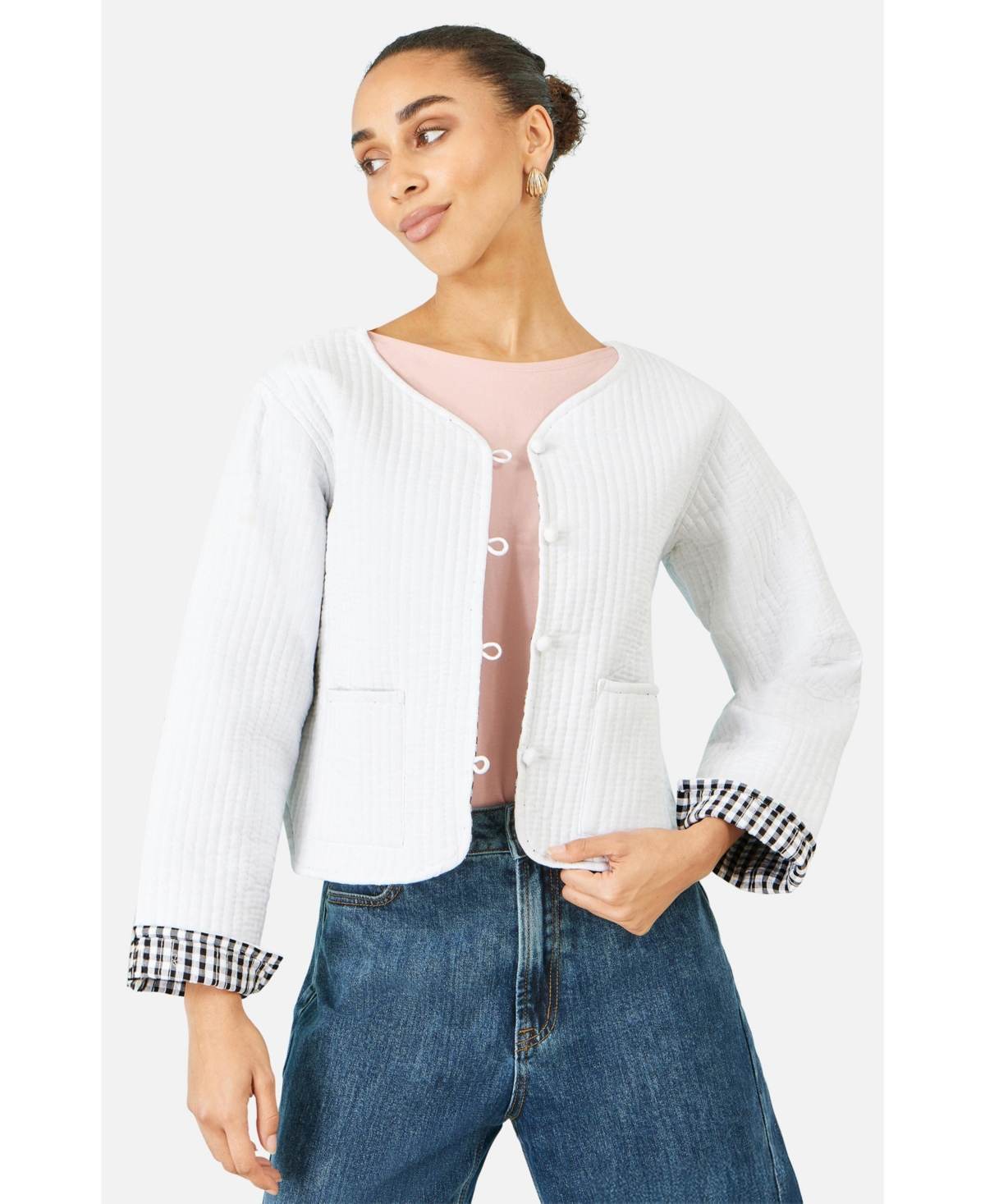 Click here for Yumi Womens Reversible Cotton Quilted Cropped Jack... prices