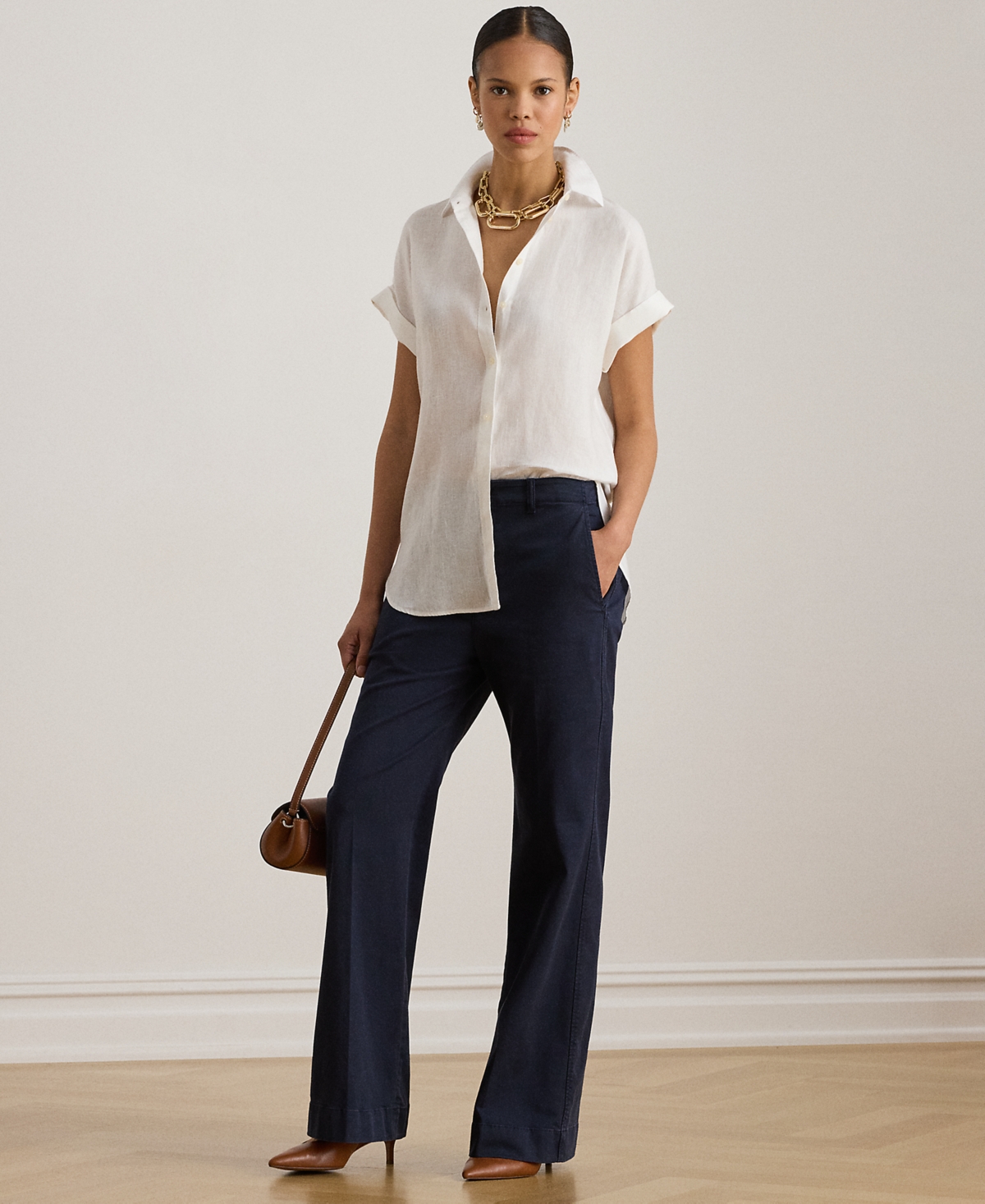 Click here for Lauren Ralph Lauren Petite High-Rise Flare Chino P... prices