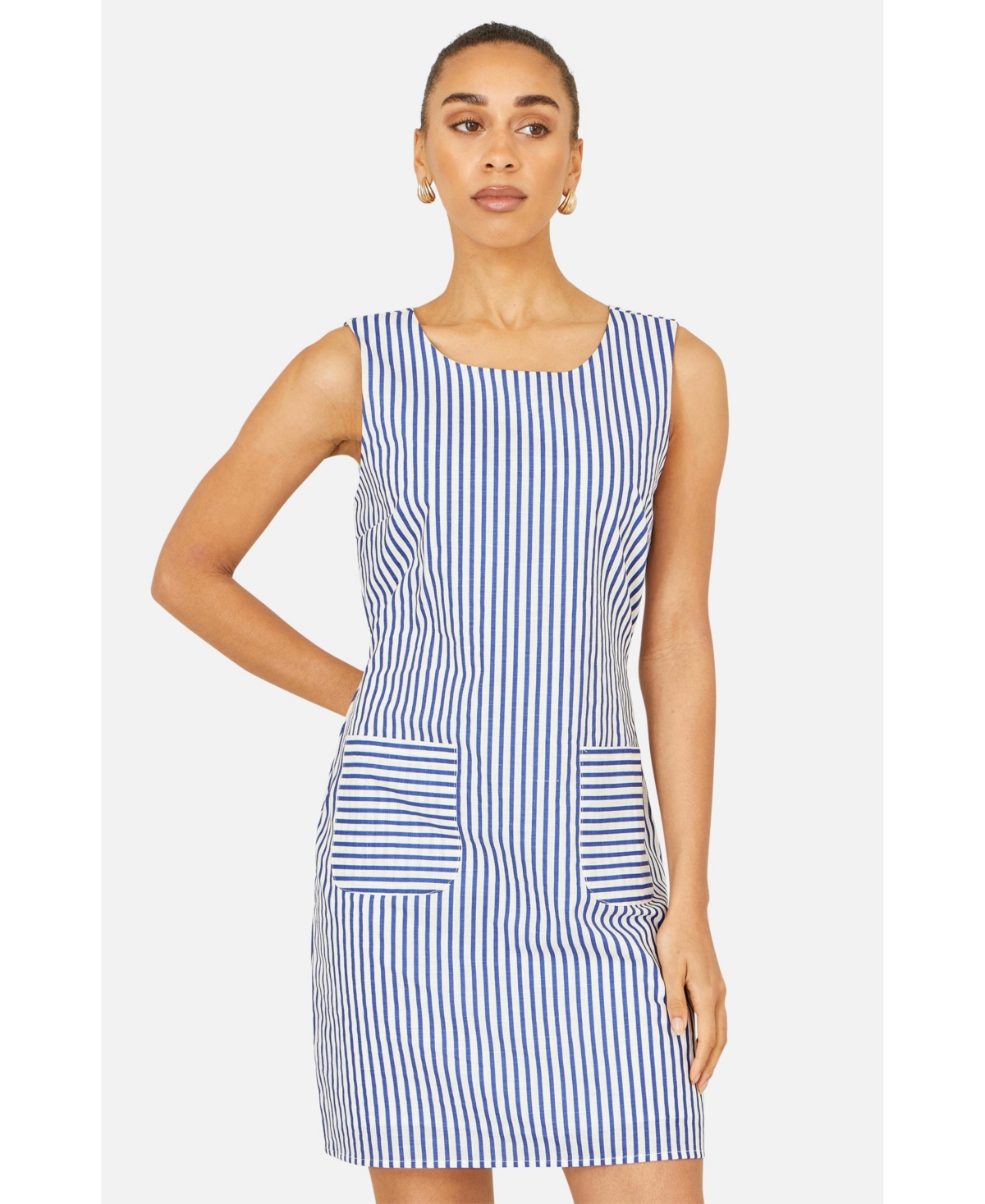 Click here for Yumi Womens Stripe Cotton Shift Dress - Blue prices