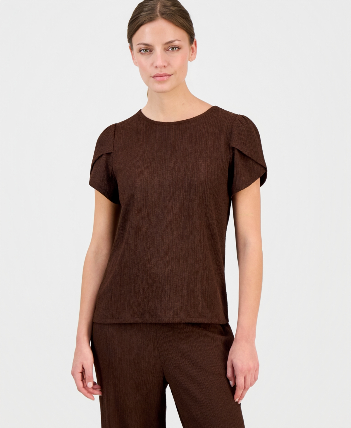 Click here for Anne Klein Essentials Petite Gathered Tulip-Sleeve... prices