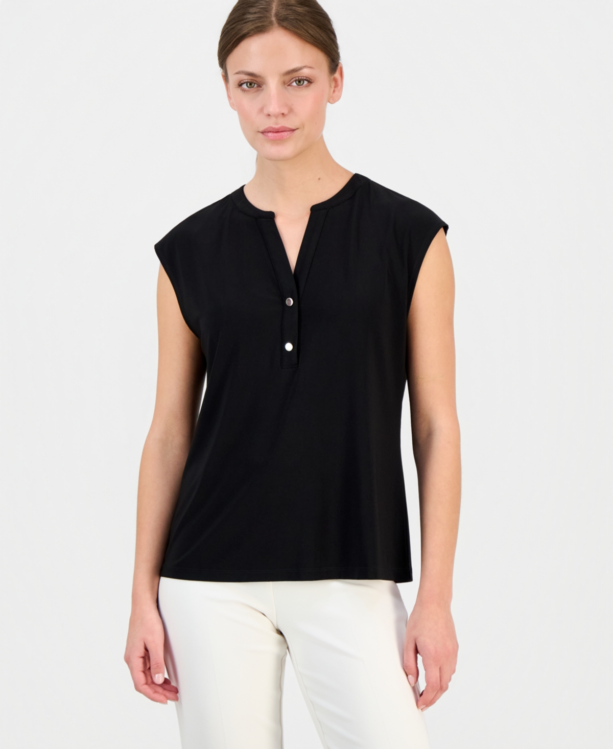 Click here for Anne Klein Essentials Petite Short-Sleeve Top - An... prices