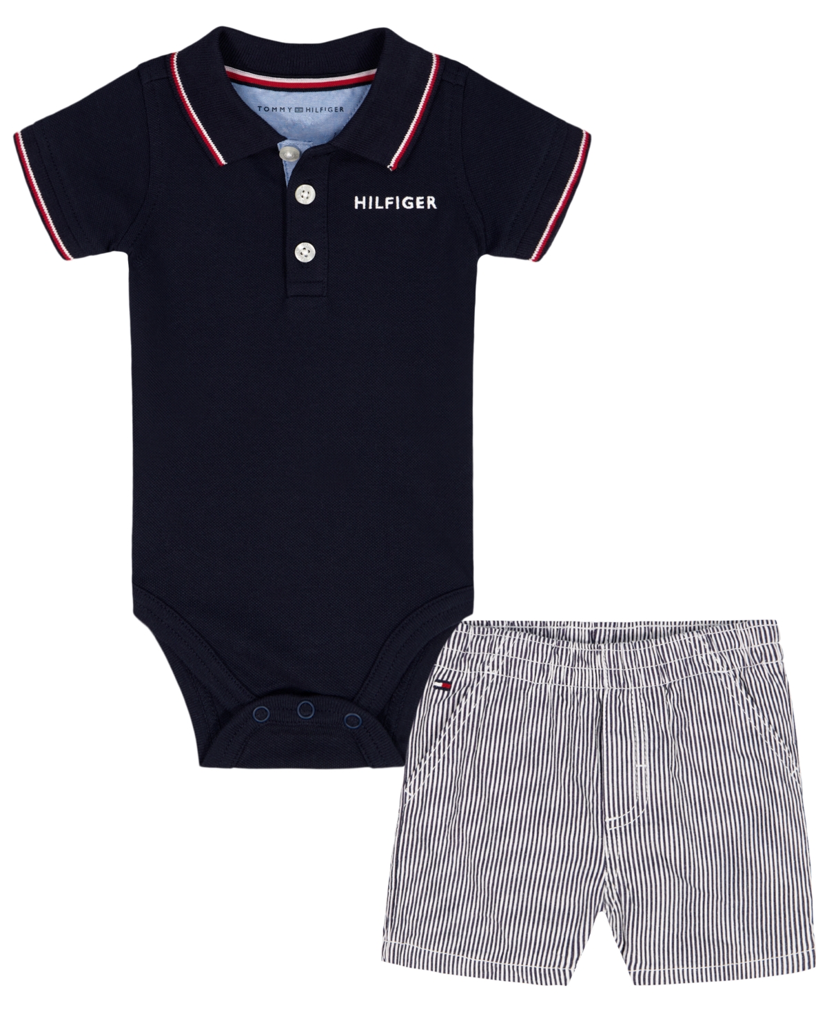 Click here for Tommy Hilfiger Baby Boys Striped Trim Pique bodysu... prices