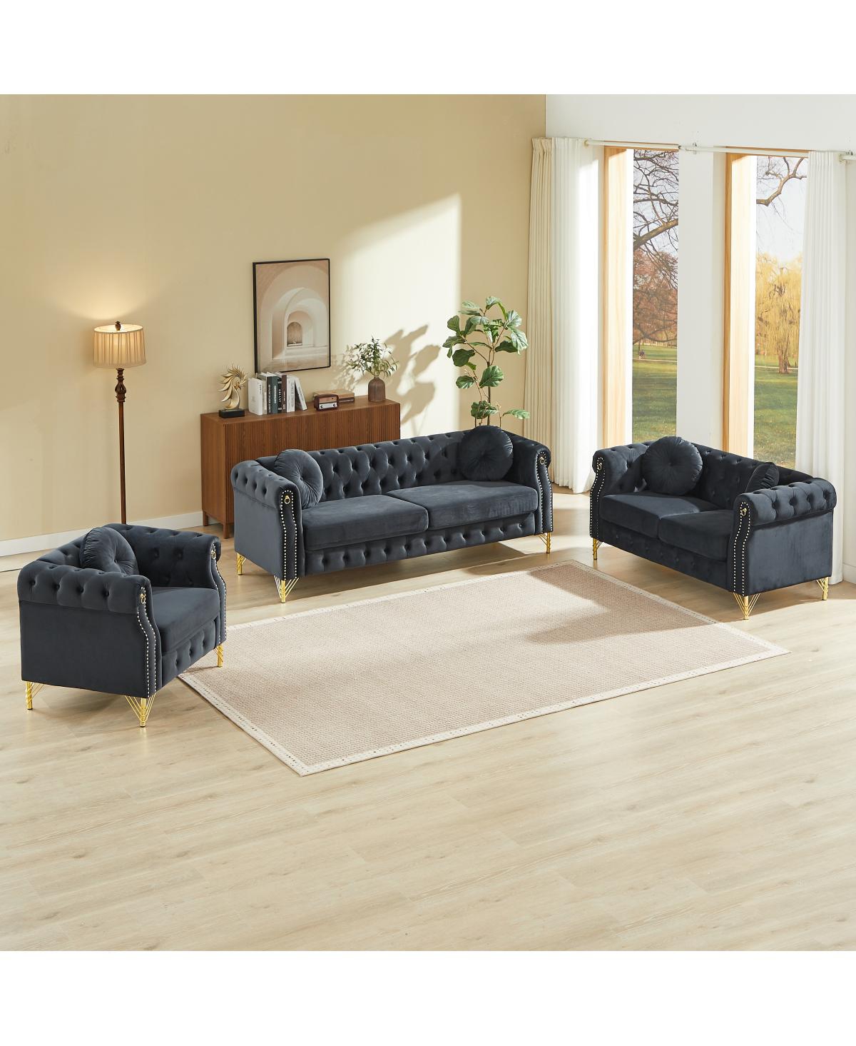 Click here for Streamdale Furniture Velvet Chesterfield sofa with... prices