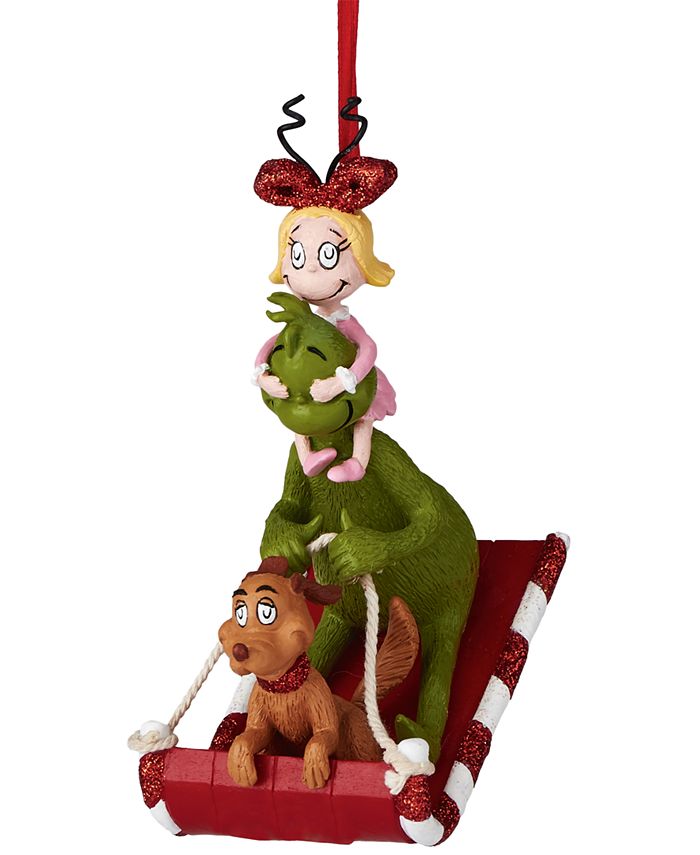 Department 56 Grinch Sledding Trio Ornament - Macy's