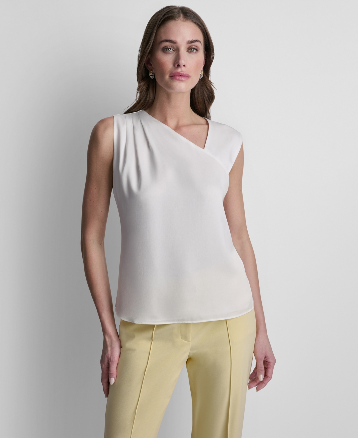 Click here for Dkny Womens Satin Asymmetric Neck Sleeveless Top -... prices