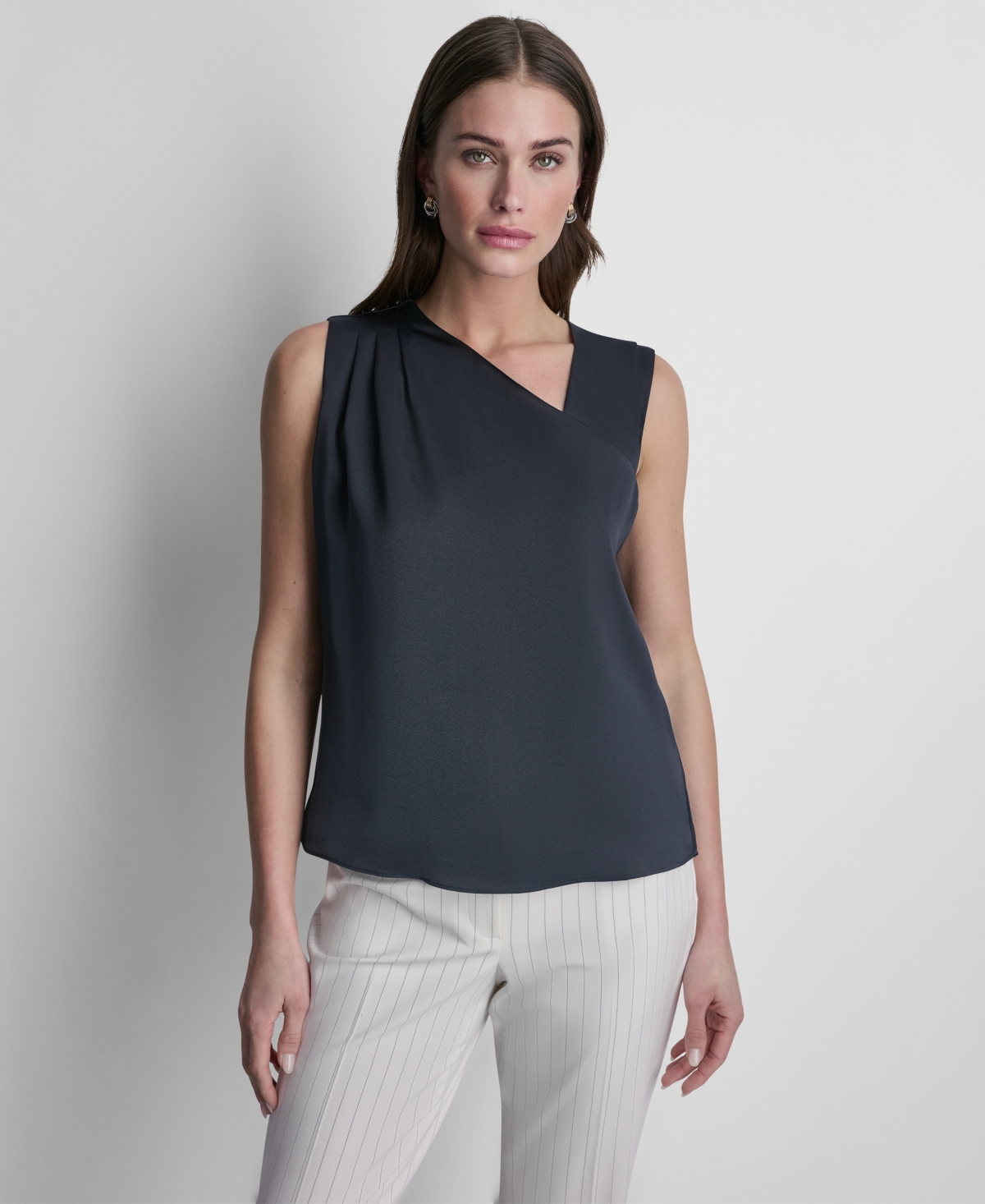 Click here for Dkny Womens Satin Asymmetric Neck Sleeveless Top -... prices