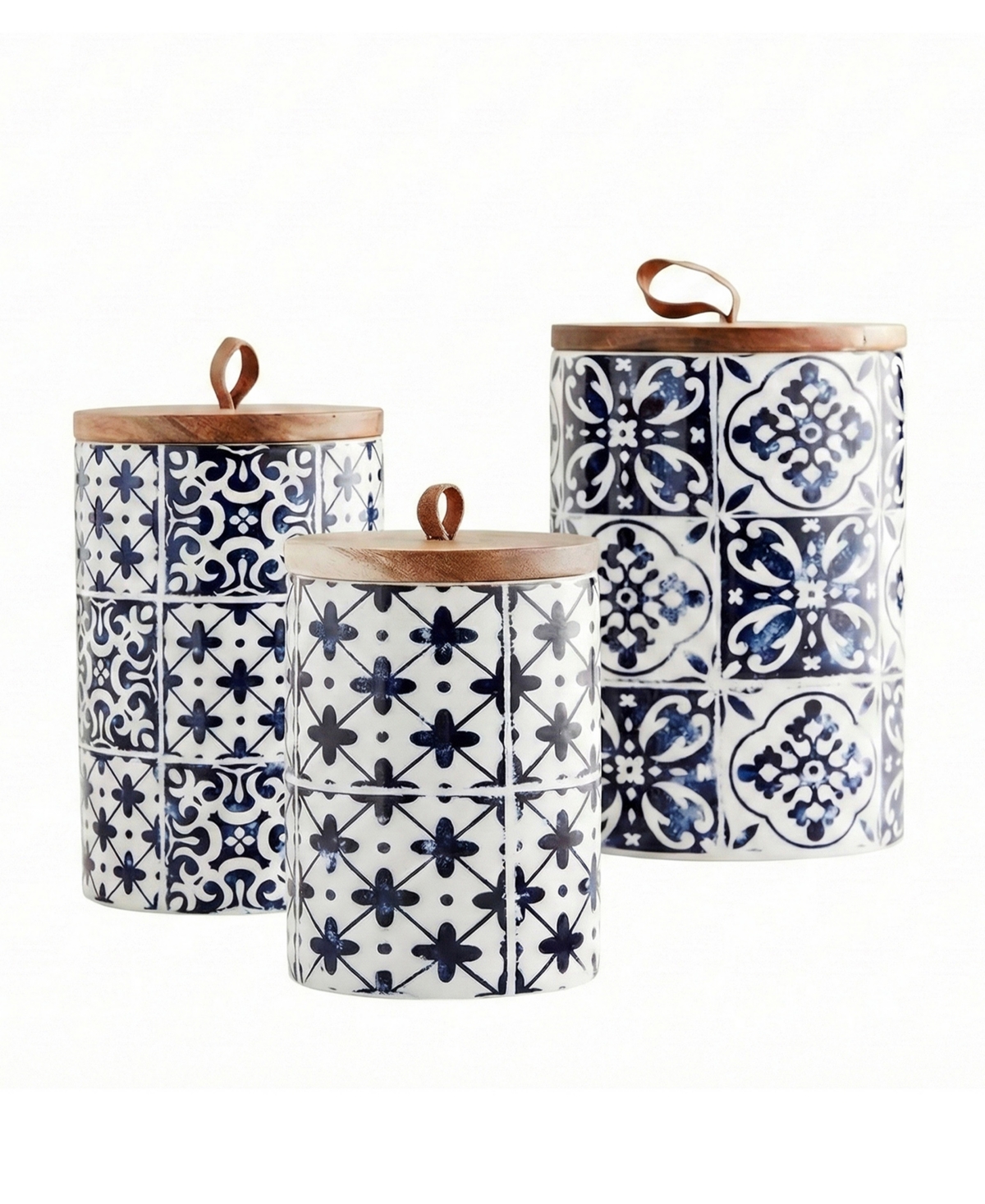 Click here for American Atelier Blue Medallion 3 Pc Canister Set... prices