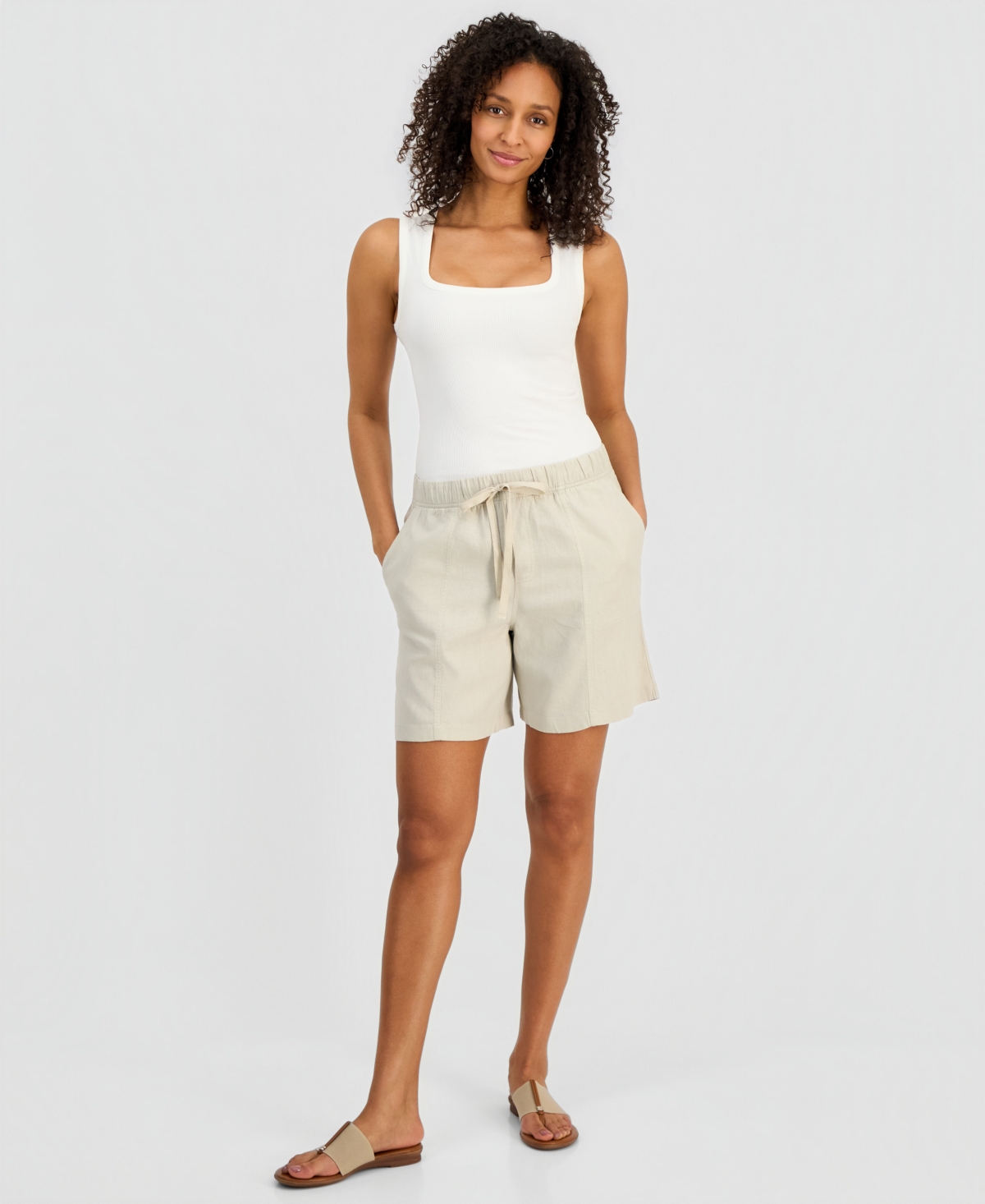Click here for Style & Co Womens Pull-On Linen Shorts  Macys Excl... prices