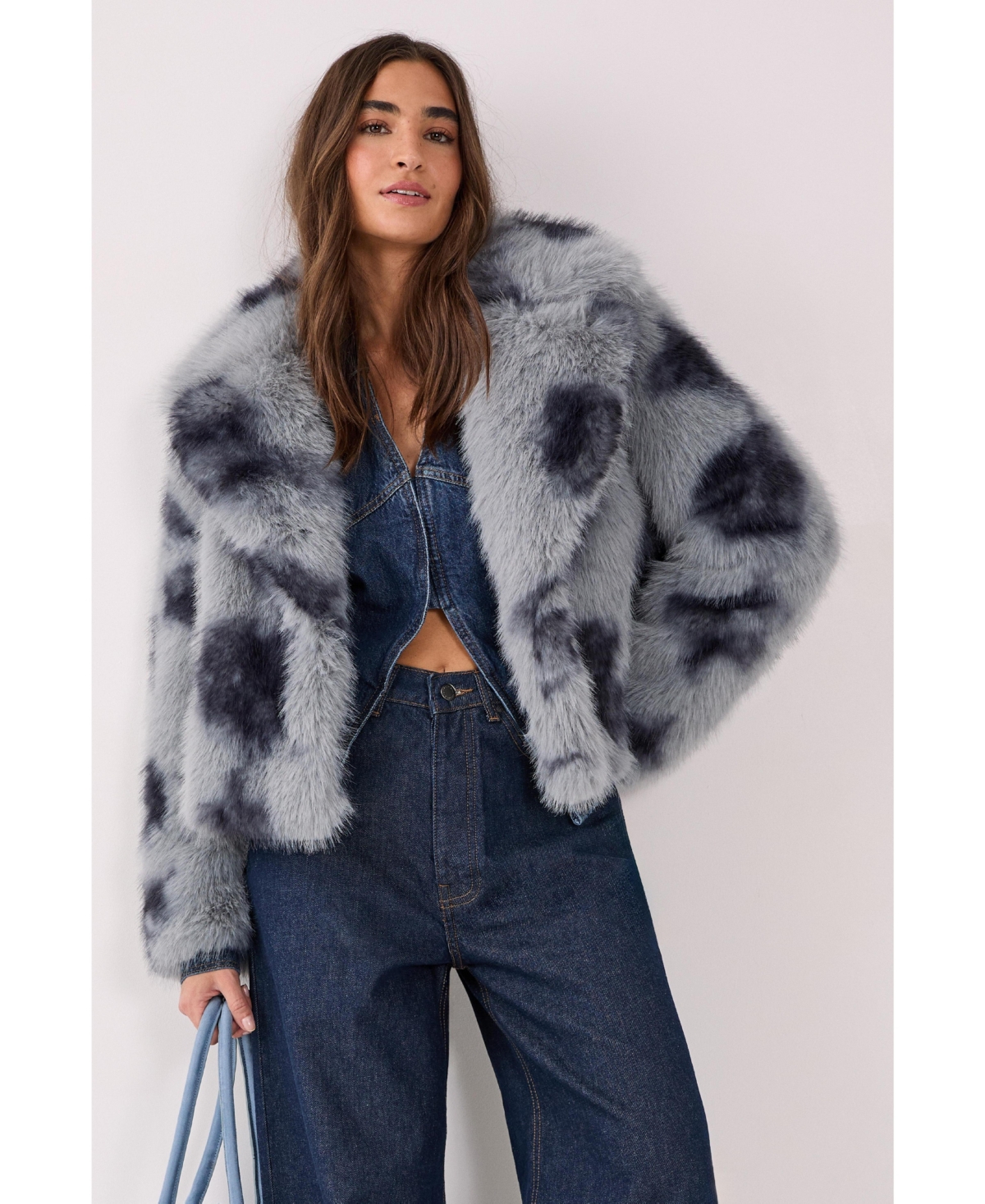 Click here for Nasty Gal Womens Cow Fur Collar Jacket - Blue prices