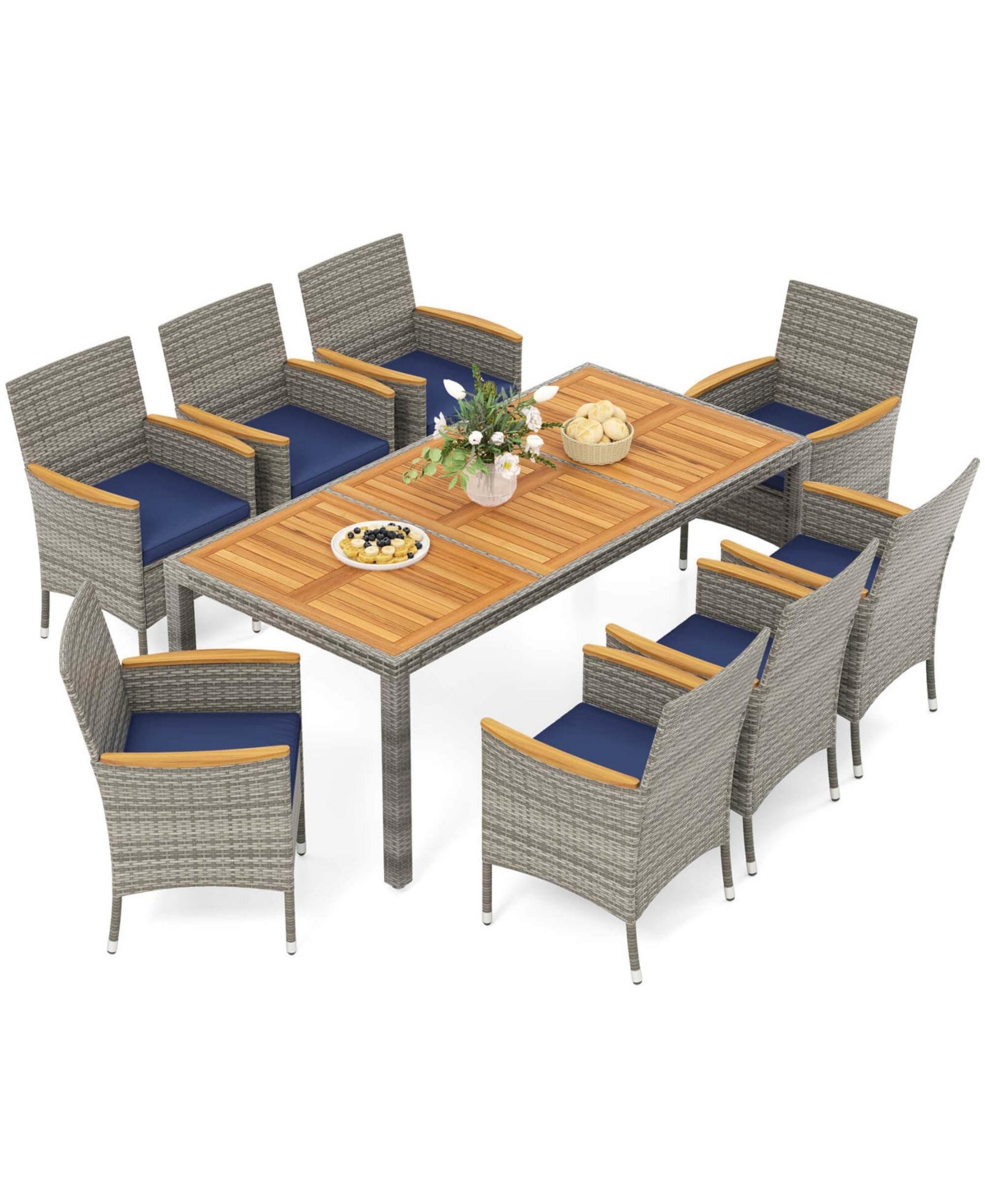 Click here for 9 Pcs Patio Dining Set for 8 Table and Pe Rattan C... prices