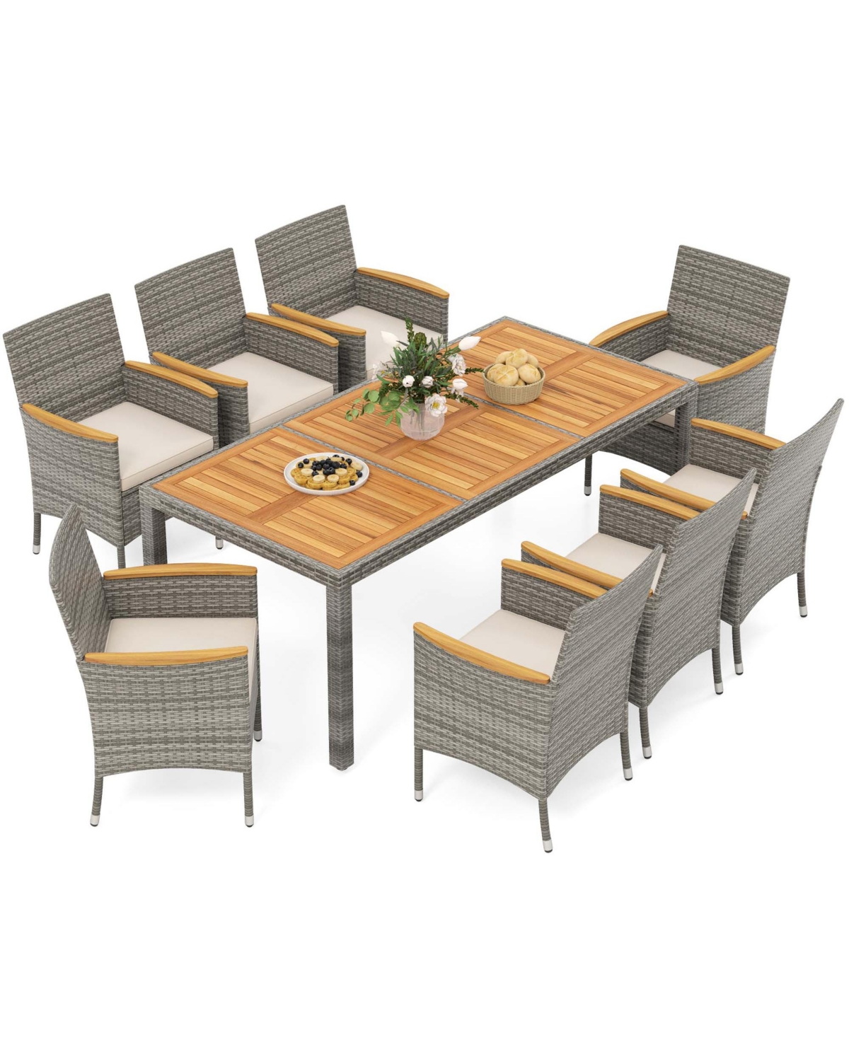 Click here for 9 Pcs Patio Dining Set for 8 Table and Pe Rattan C... prices