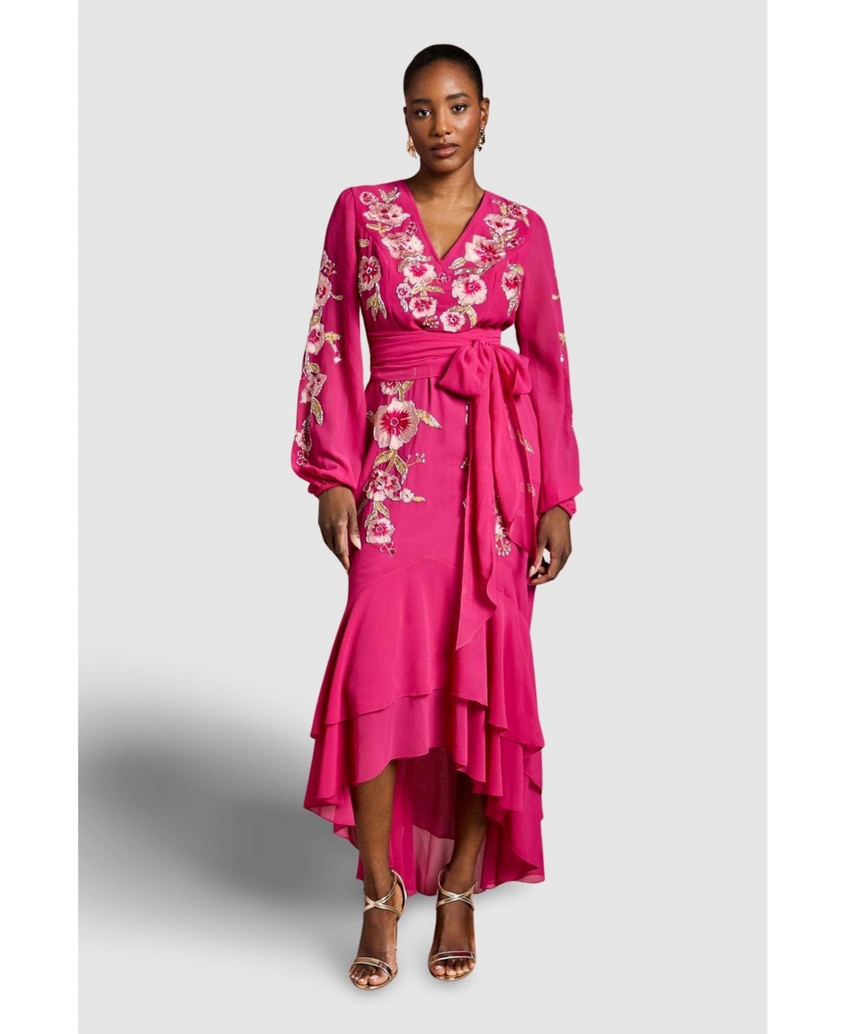 Click here for Coast Womens Embellished High Low Maxi Dress - Ras... prices