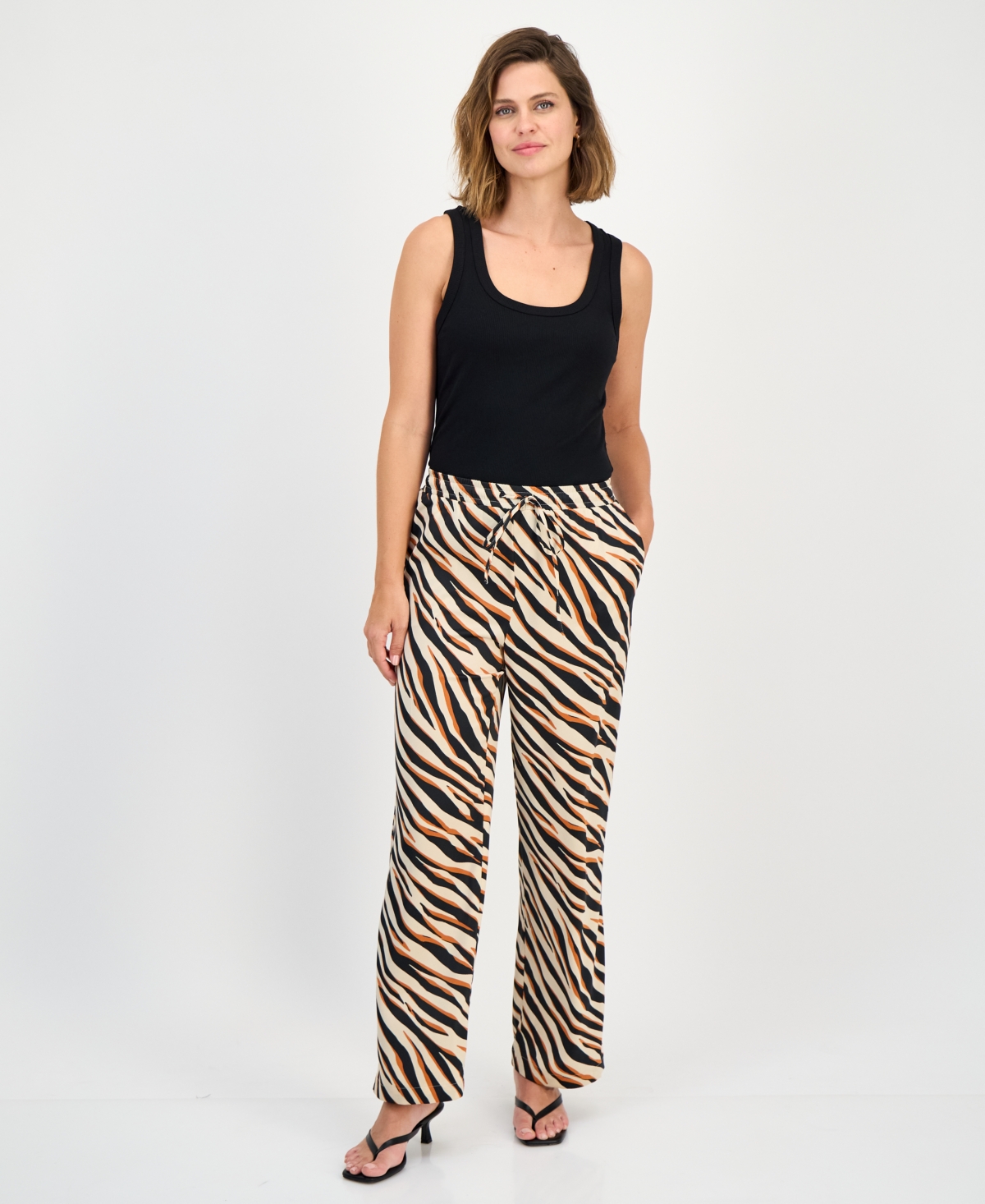 Click here for Bar Iii Womens Animal-Print Pull-On Wide-Leg Pants... prices