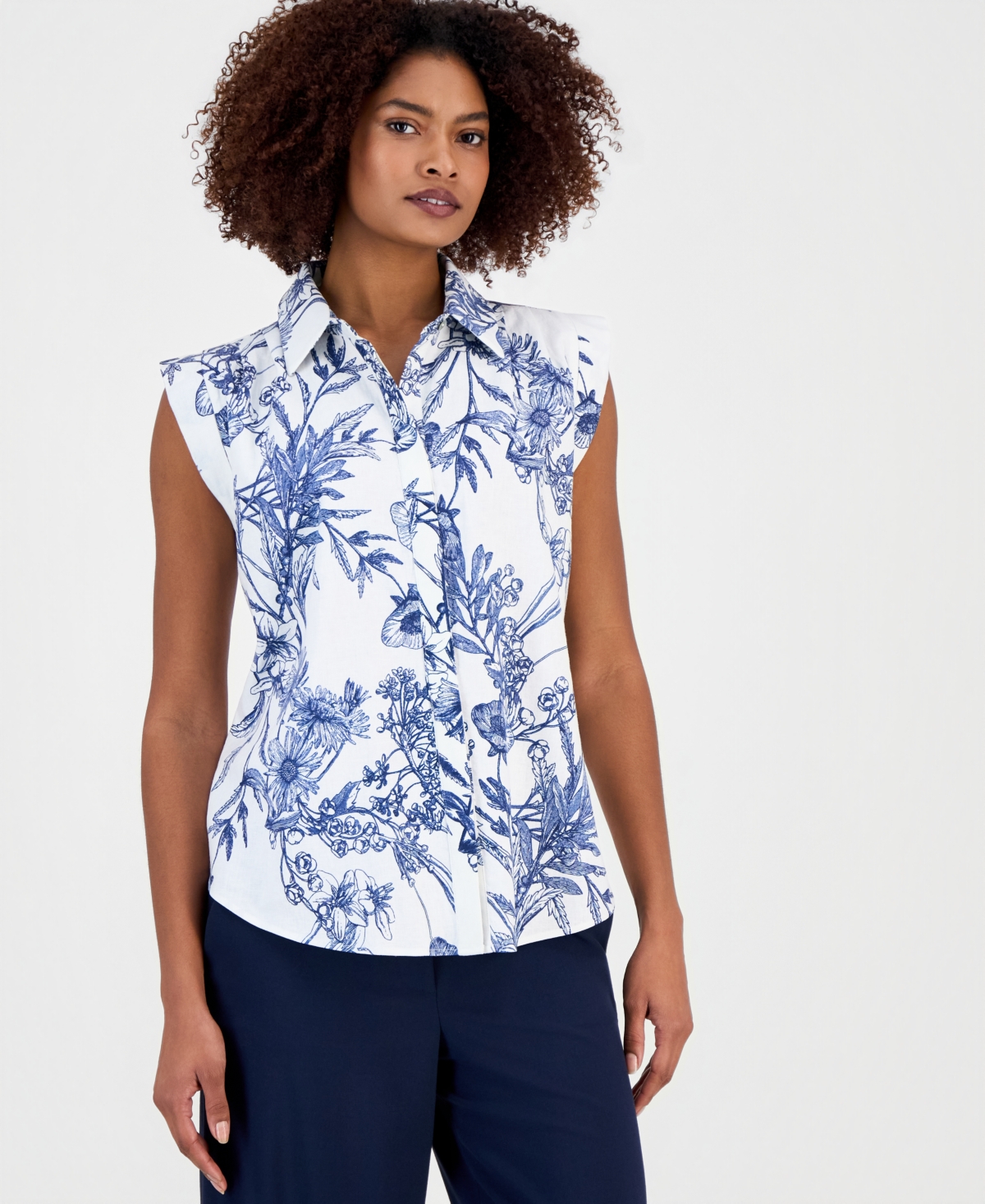 Click here for T Tahari Womens Extended-Shoulder Sleeveless Blous... prices