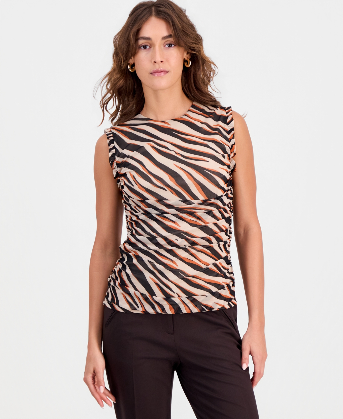 Click here for Bar Iii Womens Animal-Print Mesh Top  Macys Exclus... prices