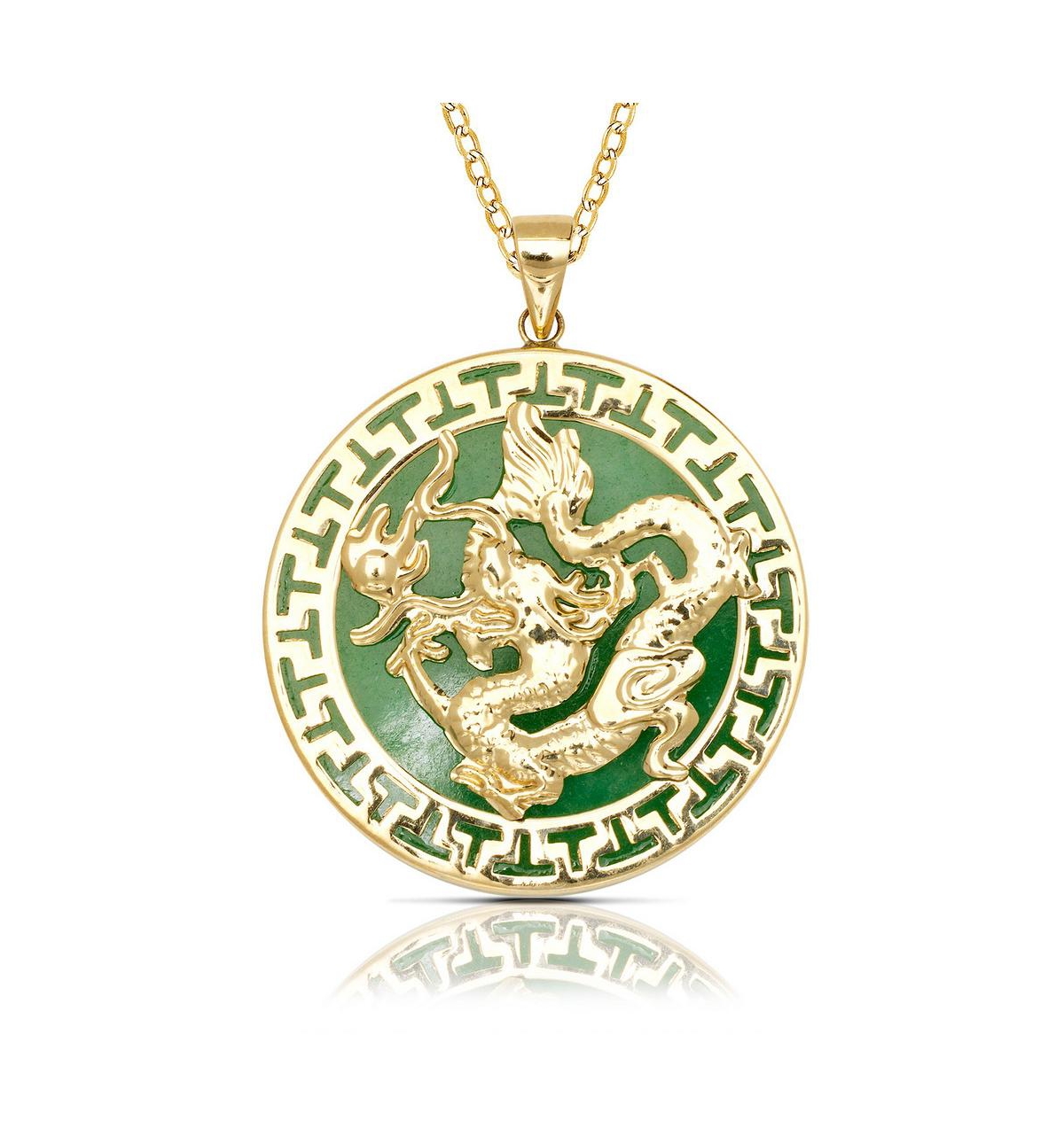 Click here for Curata Jewelry 14k Onyx Dyed Jade Dragon Key Circl... prices