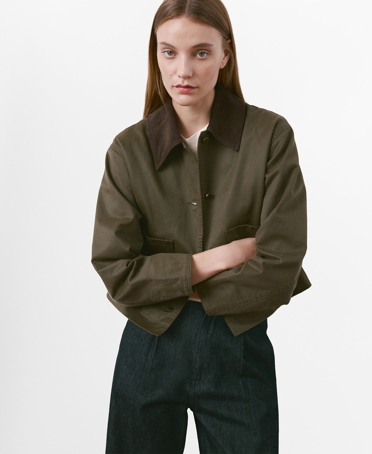 Click here for Mango Womens Contrasting Collar Denim Barn Jacket... prices