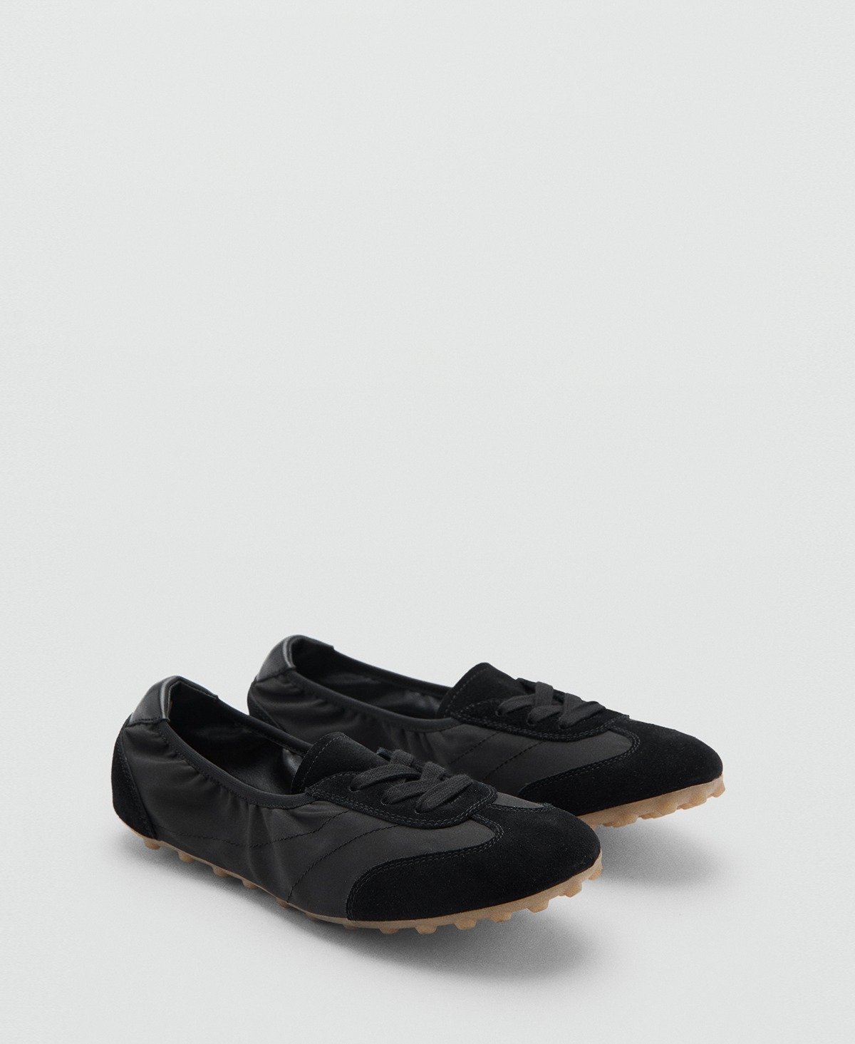 Click here for Mango Womens Mixed Suede Trainers - Black prices