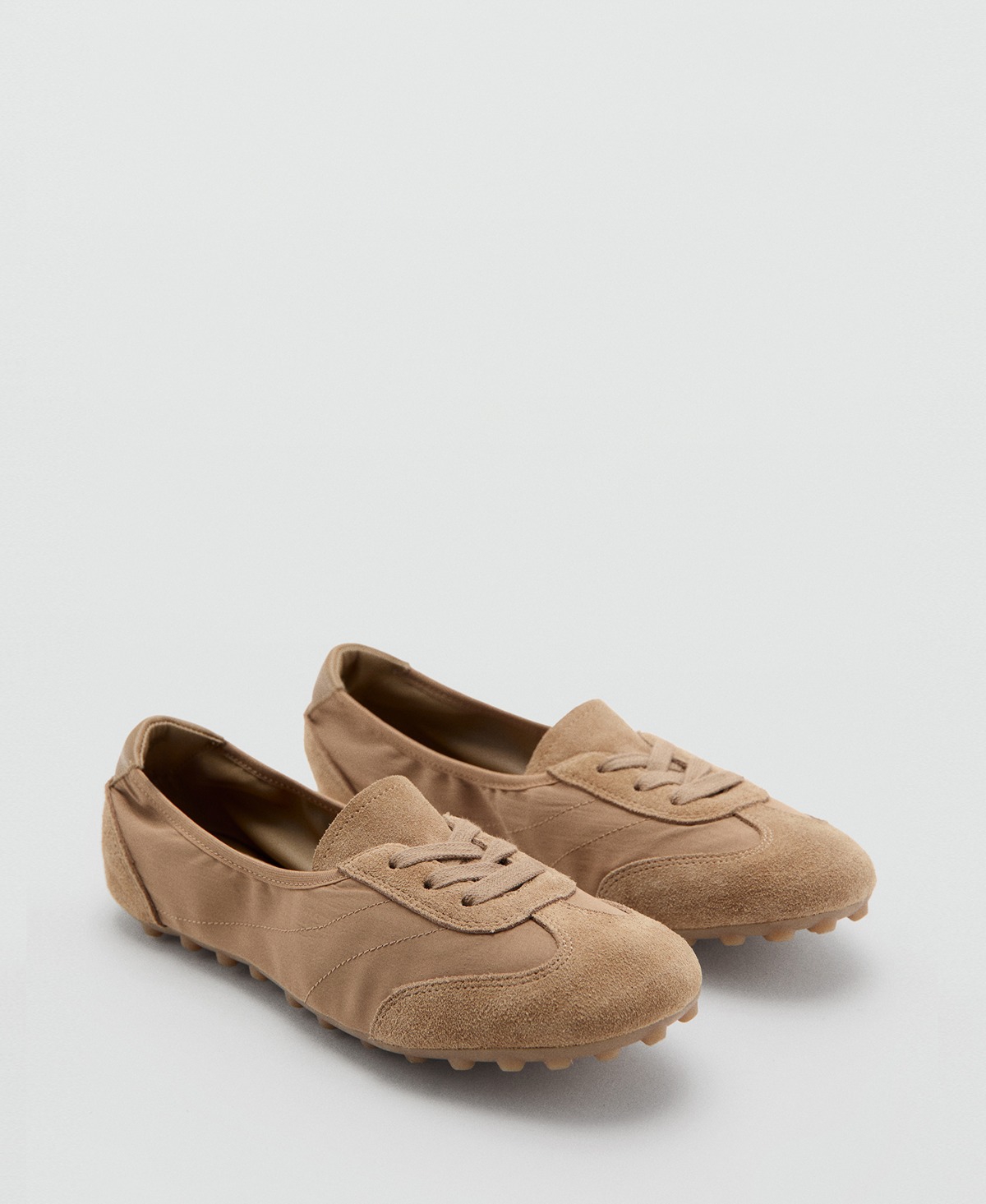 Click here for Mango Womens Mixed Suede Trainers - Sand prices