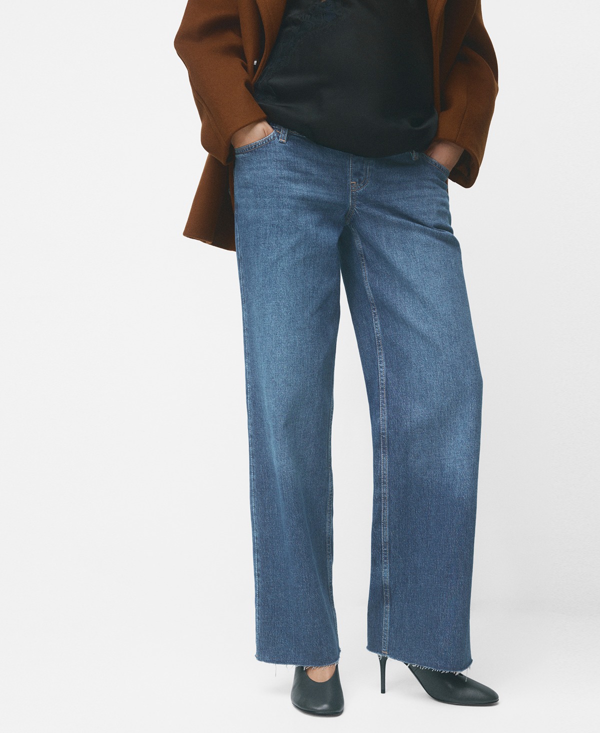 Click here for Mango Womens Wide Leg Maternity Jeans - Medium Blu... prices