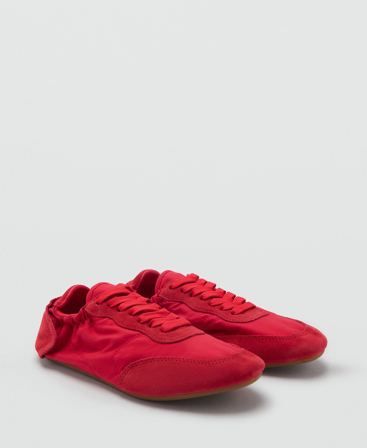 Click here for Mango Womens Lace-Up Leather Sneakers - Red prices