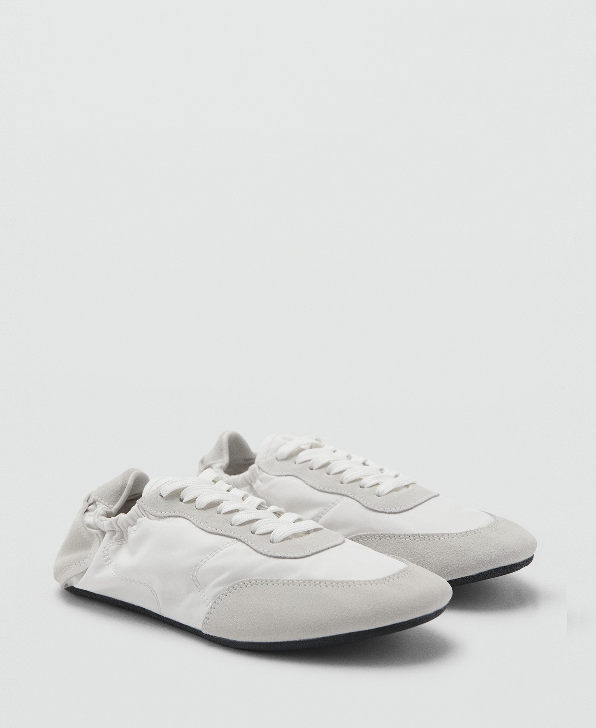 Click here for Mango Womens Lace-Up Leather Sneakers - White prices