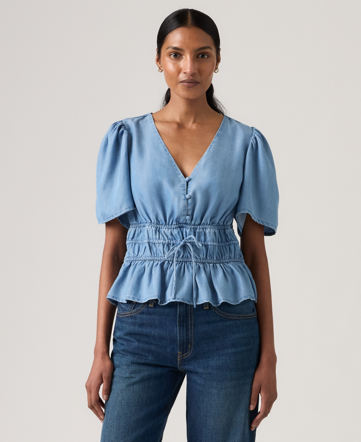 Click here for Levis Womens V-Neck Floral-Print Short-Sleeve Blou... prices