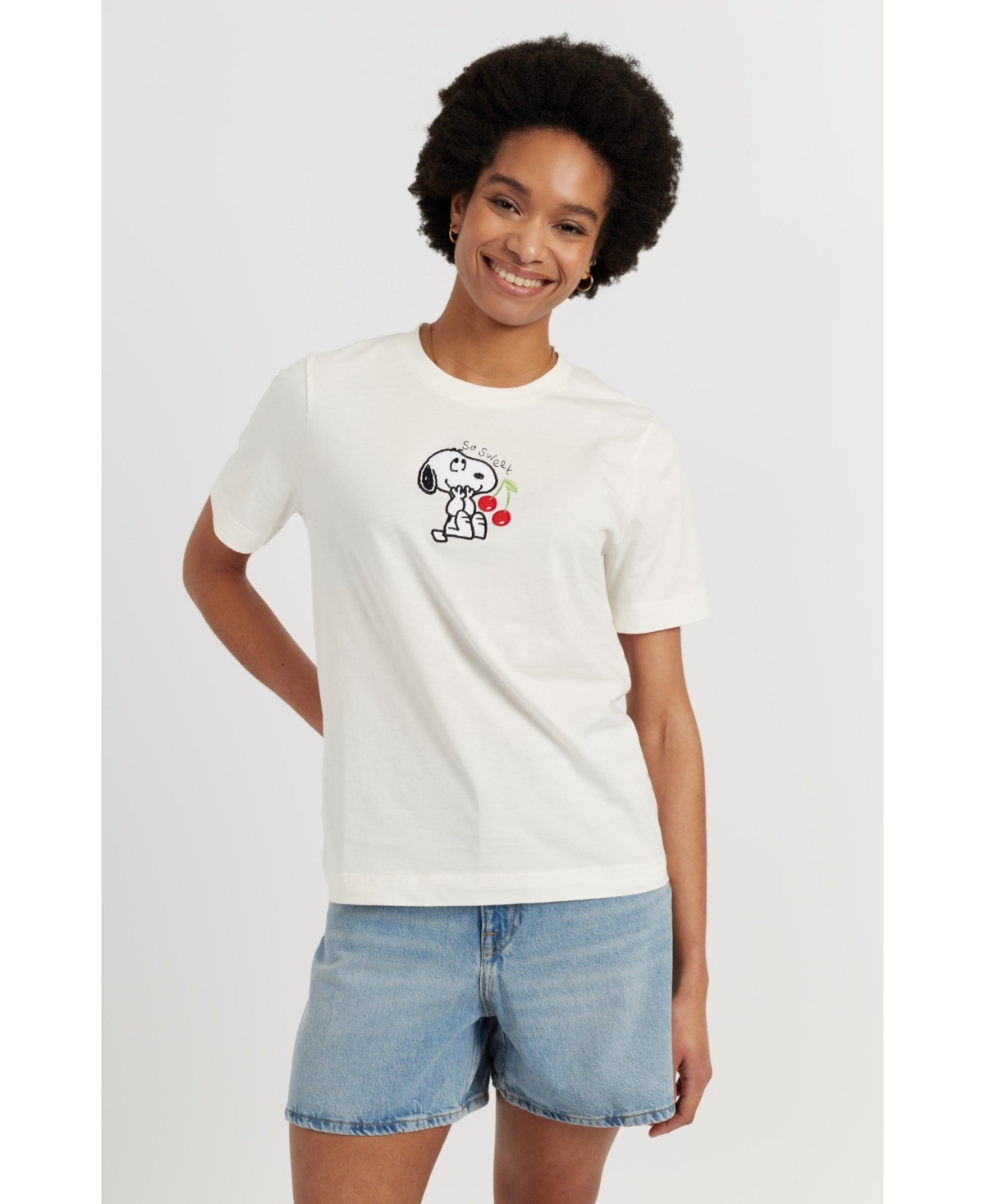 Click here for Chinti & Parker Womens Cotton Snoopy Cherry T-Shir... prices