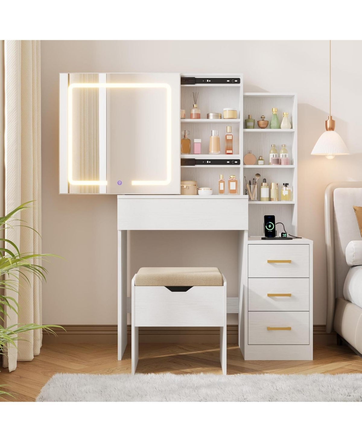 Click here for gaomon Makeup Vanity Desk with Sliding Mirror  Van... prices