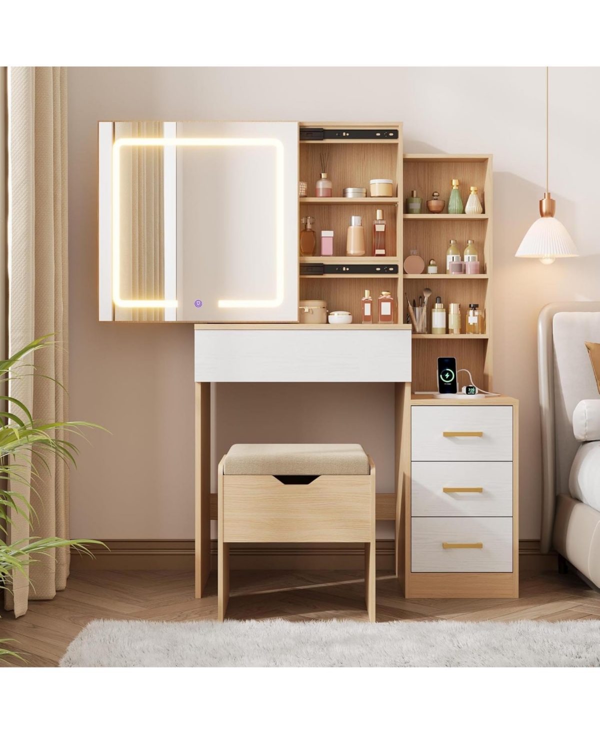 Click here for gaomon Makeup Vanity Desk with Sliding Mirror  Van... prices