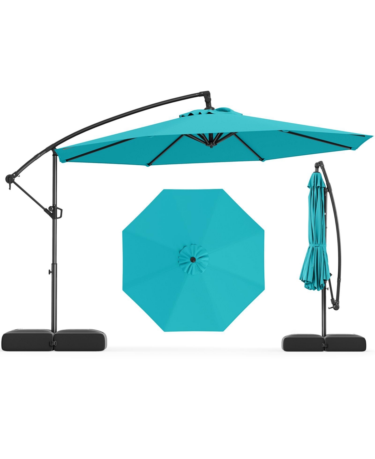 Click here for Gymax 10 Ft Offset Hanging Umbrella w/ Base Patio... prices