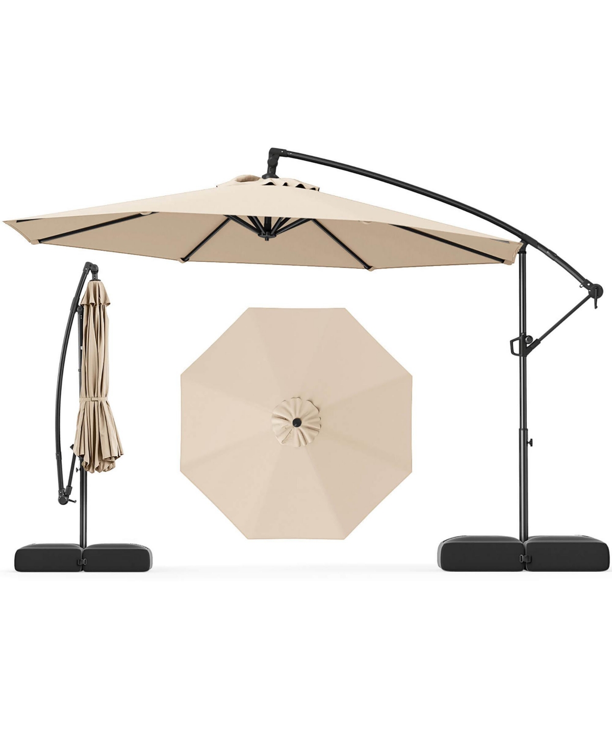 Click here for Gymax 10 Ft Offset Hanging Umbrella w/ Base Patio... prices