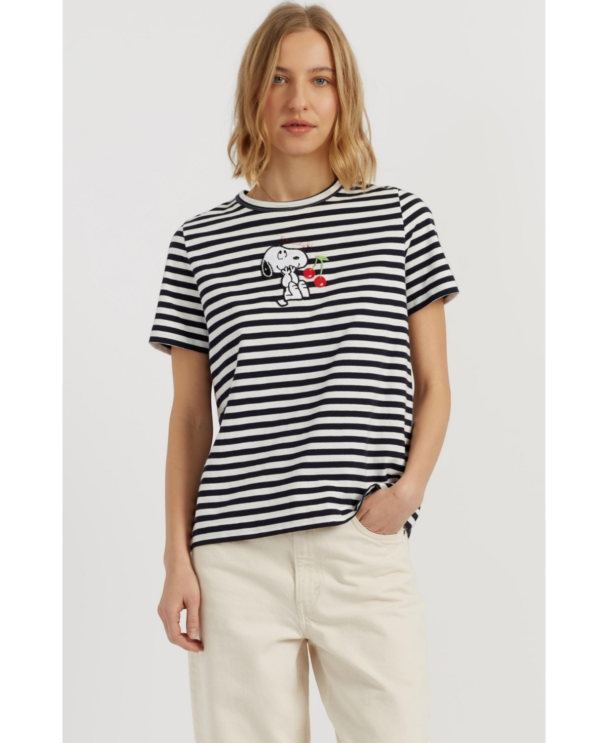 Click here for Chinti & Parker Womens Cotton Snoopy Breton Cherry... prices
