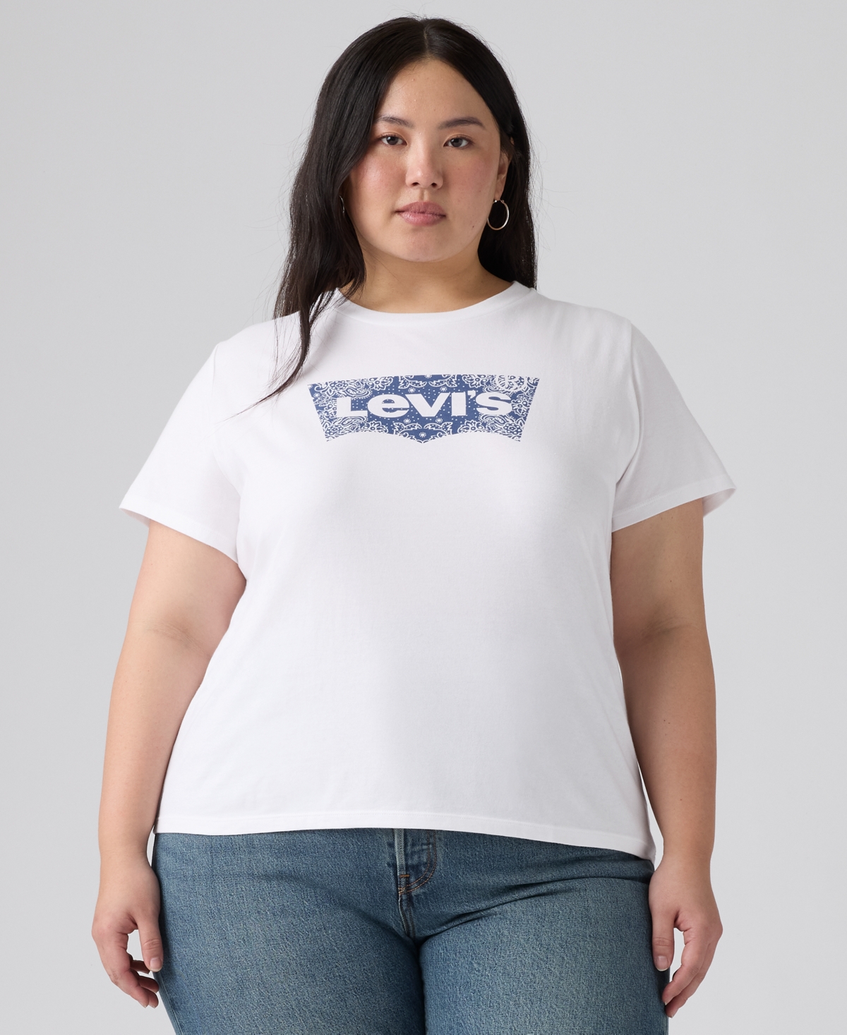 Click here for Levis Trendy Plus Size Perfect Logo Cotton T-Shirt... prices
