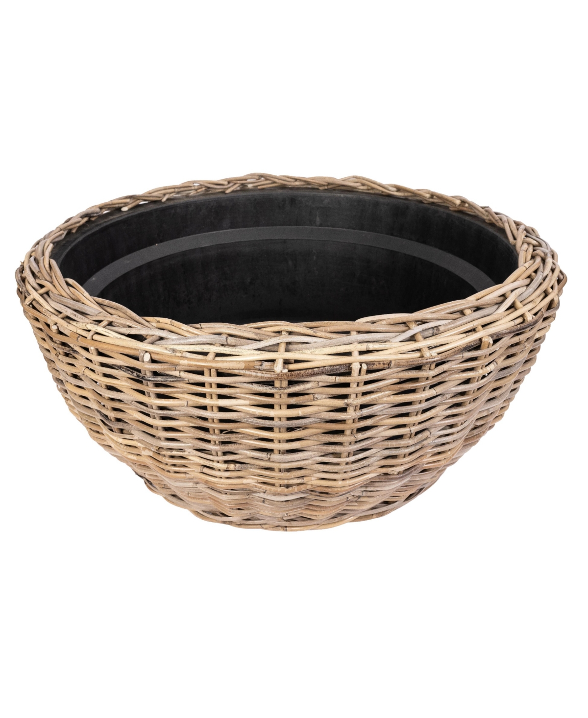 Click here for Round Belly Planter with Black Plastic Insert - Br... prices