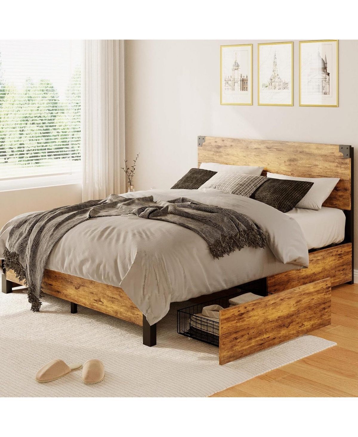 Click here for gaomon Bed Frame with 4 Storage Drawers  Metal Pla... prices