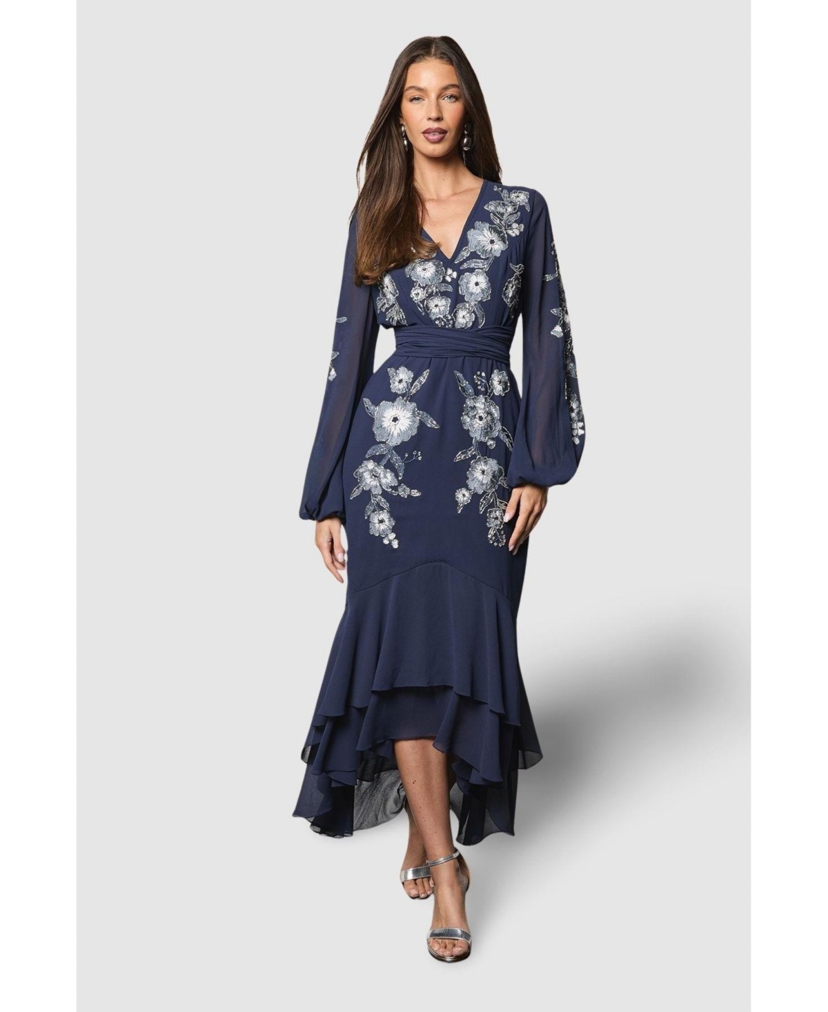 Click here for Coast Womens Embellished High Low Maxi Dress - Nav... prices