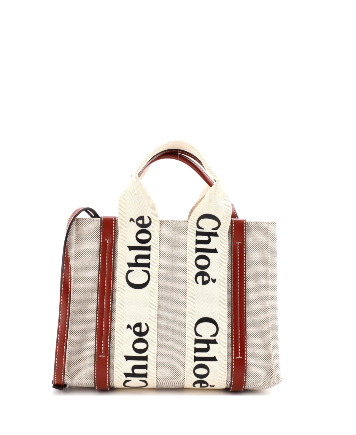 Click here for Pre-Owned Chloe Small Woody Convertible Tote Canva... prices