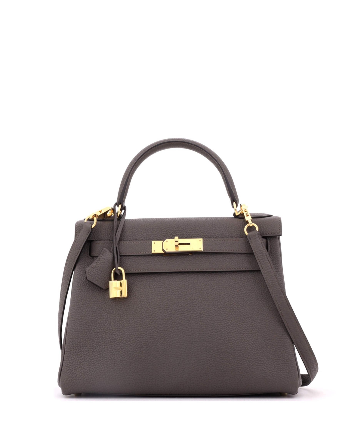 Click here for Pre-Owned HERMES Kelly 28 Handbag Grey Togo with G... prices