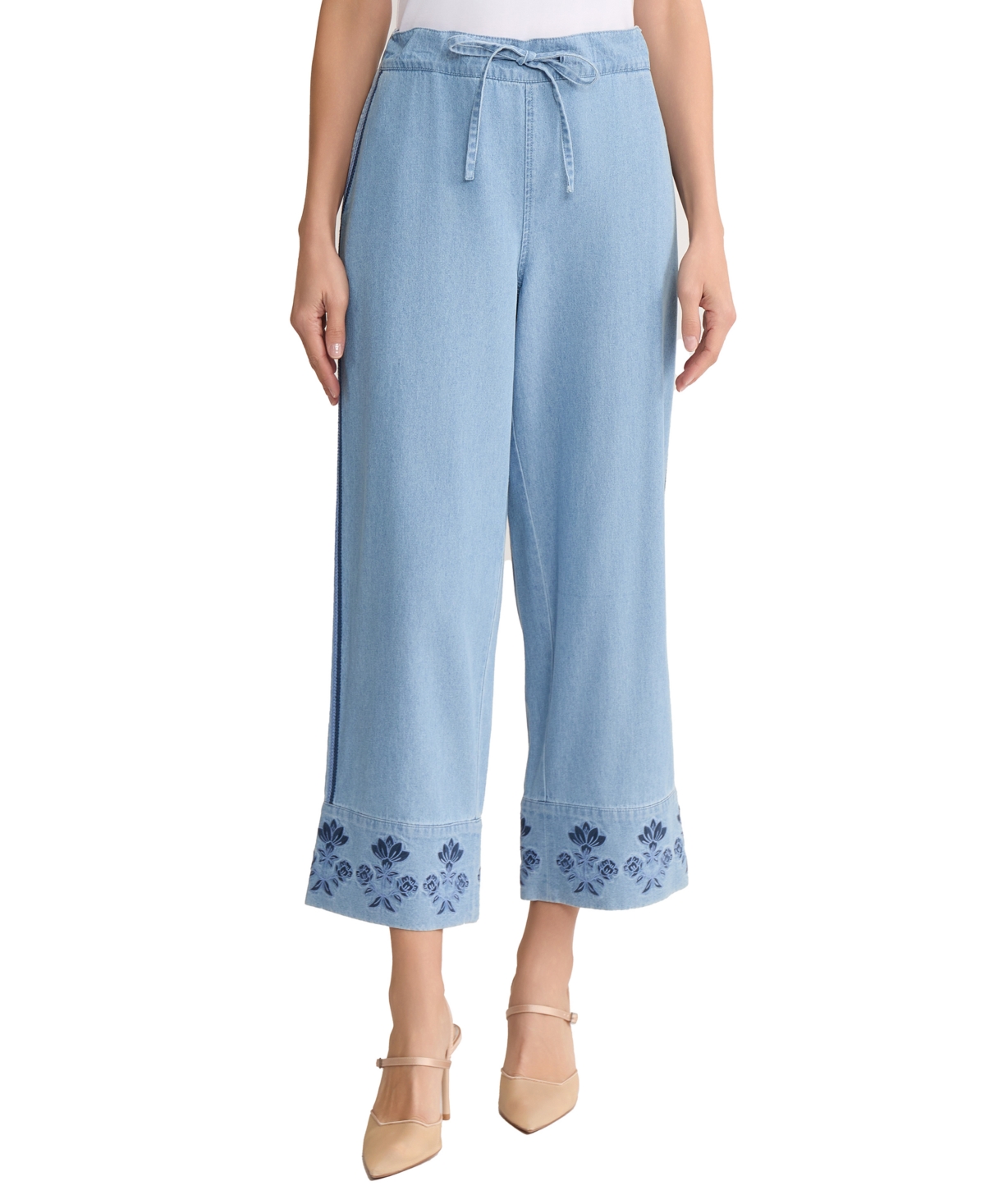 Click here for Jones New York Petite Mid-Rise Wide Leg Embroidere... prices