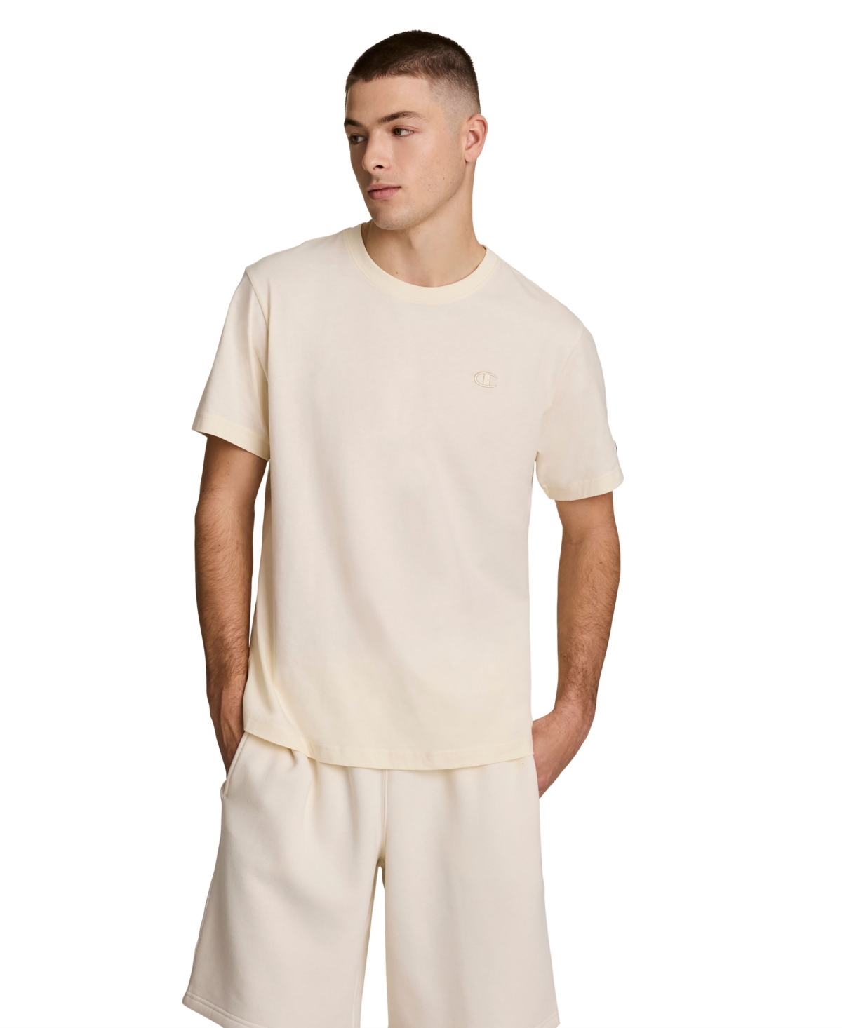 Click here for Champion Mens Cotton Jersey T-Shirt - Unbleached C... prices