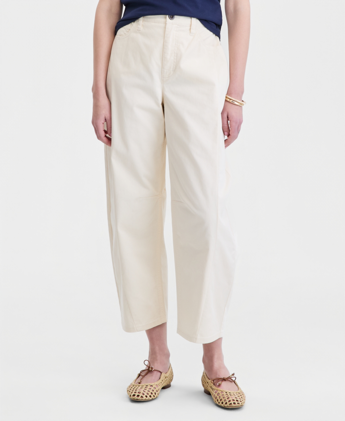 Click here for On 34th Womens High-Rise Twill Barrel-Leg Pants  M... prices