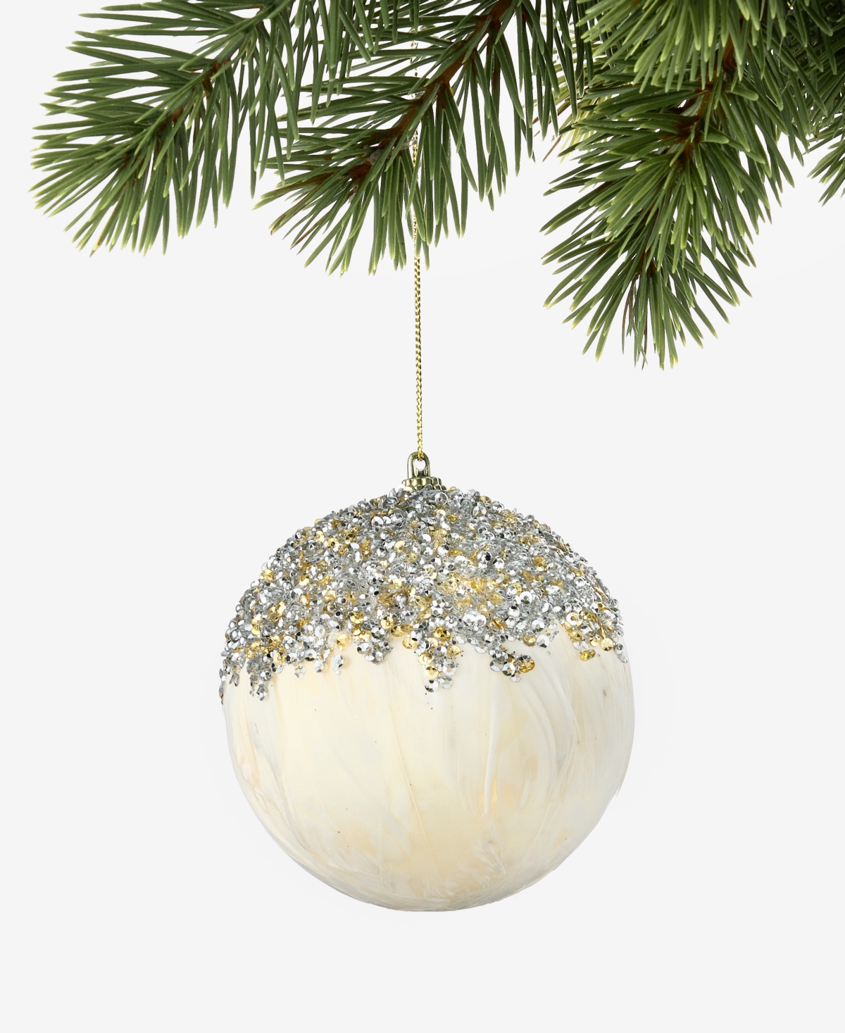 Click here for Holiday Lane Gilded Glamour Feather with Trim Ball... prices